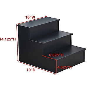 KB Designs - 3 Step Wood Step Stool for Adults or Kids, Dog Stairs, Black