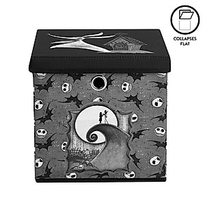 Idea Nuova Nightmare Before Christmas Collapsible Storage Cube with removable Lid, 10" Wx10 Hx10 D