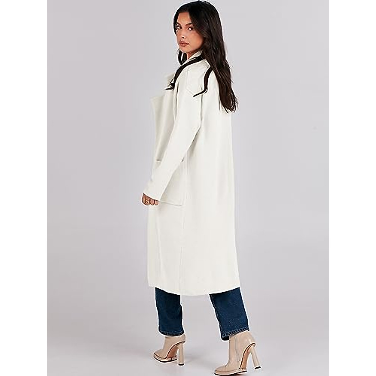 ANRABESS Women Fall Coat Long Sleeve Jacket Coatigan Open Front Button Pockets Long Cardigan Oversized Slouchy Sweater Coat 2023 Trendy Clothes B1132mibai-L