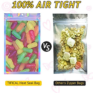 TIFICAL 100 PCS Smell Proof Bag, Holographic Bags Packaging Bags for Small Business, Foil Freshies Bags for Food Storage, Sample Bags Resealable Bags for Eyelash, Jewelry, Lip Gloss