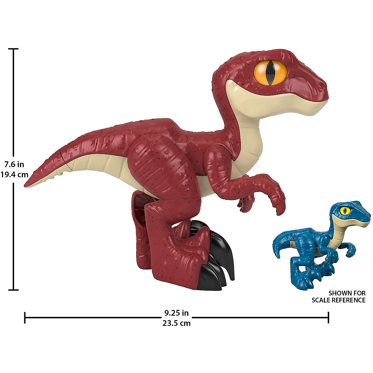 Fisher-Price Imaginext Jurassic World Dino Attack Pack, extra-large 9.5 inch T.rex and 9 inch raptor figure set for preschool kids ages 3 to 8 years