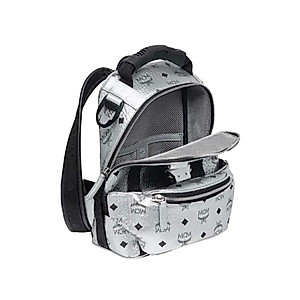 MCM Women's Berlin Silver Metallic Coated Canvas Mini Backpack MUK9SJV23SB001