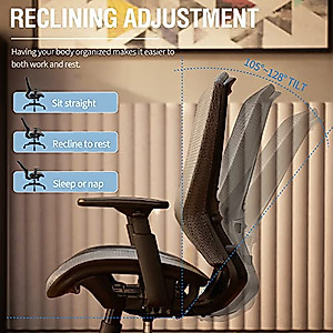 ELABEST Mesh Office Chair,Ergonomic Computer Desk Chair,Sturdy Task Chair- Adjustable Lumbar Support & Armrests,Tilt Function,Comfort Wide Seat,Swivel Home Office Chair (ELATASK, Grey)