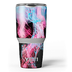 Design Skinz Vivid Pink and Teal Liquid Cloud - Skin Decal Vinyl Wrap Kit Compatible with The Yeti Rambler Cooler Tumbler Cups
