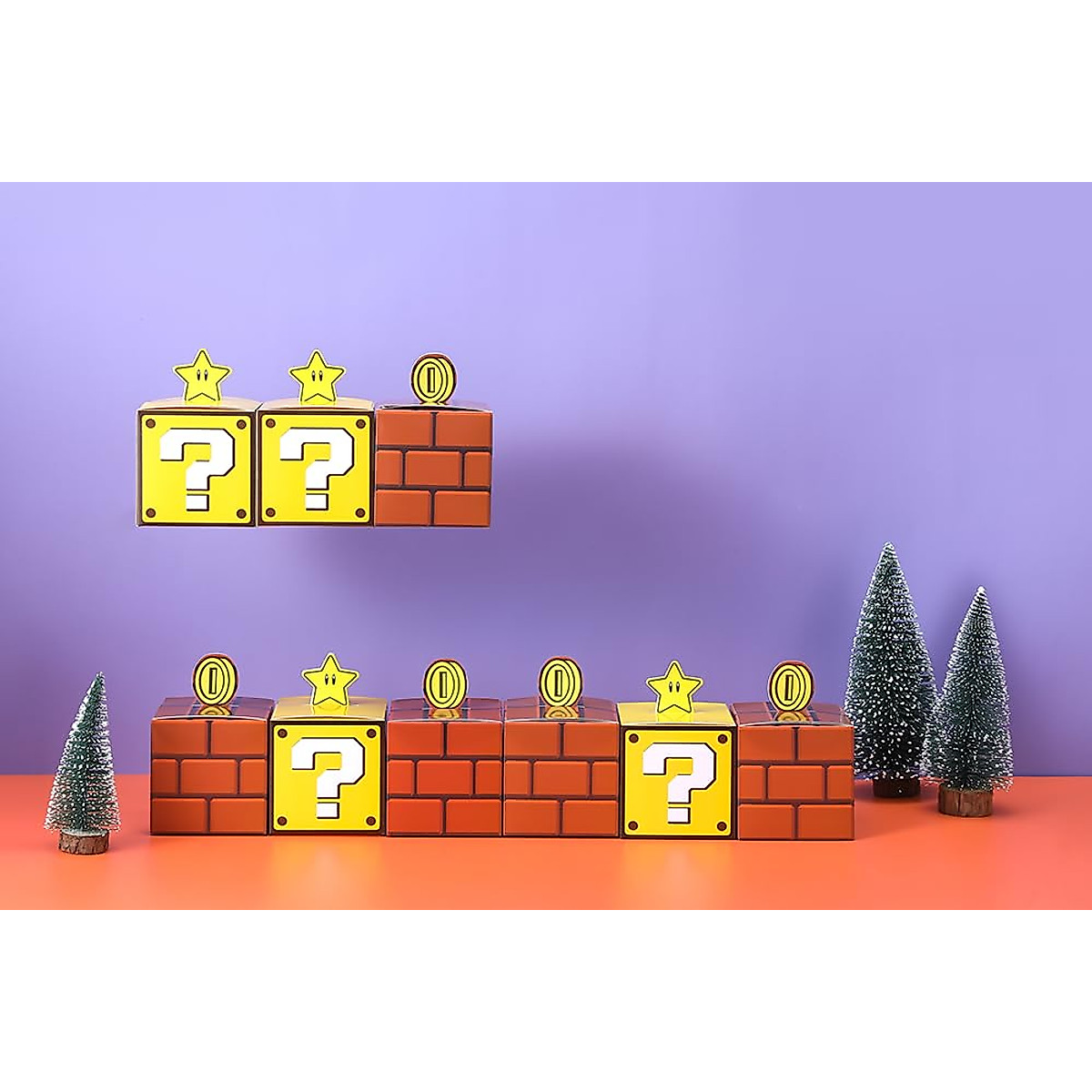 SUYEPER Super Theme Question Brick Treat Boxes Snack Goody Cardboard Bag Birthday Party Favors Decorations Gift Wrap Boxes (12PCS)