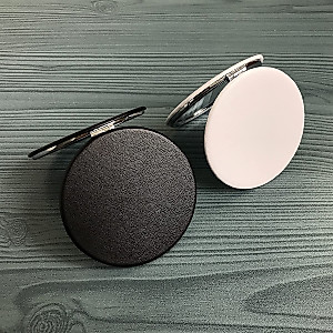 Zcooooool Makeup Mirror, 6.7 cm Round Folding Mirror, Professional Double-Sided Makeup Mirror (one Side Enlarged, The Other Side Normal) PU Surface Mirror