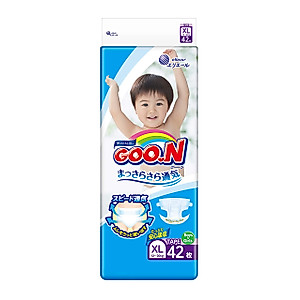 GOO.N Diapers XL Size (27-44 lb) Unisex, 42 Count with tape straps, ULTRA DRY + ULTRA SOFT, Made in Japan
