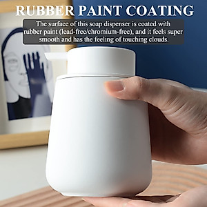 BosilunLife Foam Hand Soap Dispenser - 12 oz Bathroom Lotion Hand Pump Dispenser White Foaming Soap Dispenser Ceramic Dish Liquid Dispenser for Kitchen Hand Wash Dispenser (Rubber Paint)