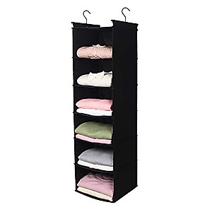 MAX Houser 6 Tier Shelf Hanging Closet Organizer, Closet Hanging Shelf with 2 Sturdy Hooks for Storage, Foldable,Black and Light Grey