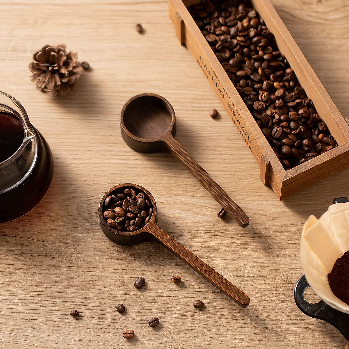 bamboo scoop wooden coffee scoop for jars Long handle scoop Measuring scoop