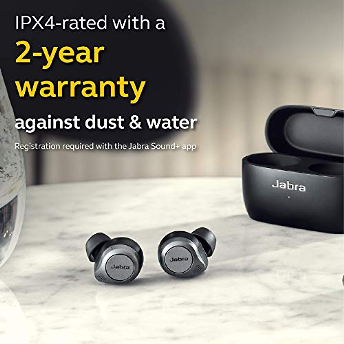 Jabra Elite 85t True Wireless Bluetooth Earbuds, Titanium Black – Advanced Noise-Cancelling Earbuds with Charging Case (Renewed)