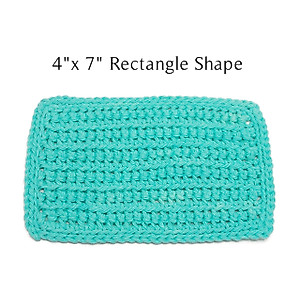 Coral and Aqua 4 inch x 7 inch Rectangular Cotton Dishcloths Set of 4 Lt. Coral Turquoise Ecru Aqua