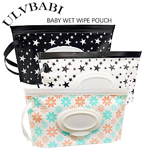 ULVBABI Baby Wet Wipe Pouch Container, Reusable & Refillable Portable Wipes Dispenser, Eco Friendly and Lightweight Baby Travel Wet Wipe Holder, Keeps Wet Wipes Moist (6 Pack)