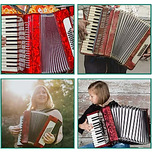 Accordian 22 Key 8 Bass Professional Button Reed Instrument Mini Accordion Instrument Musical Instrument for Beginner with Storage Bag(red)