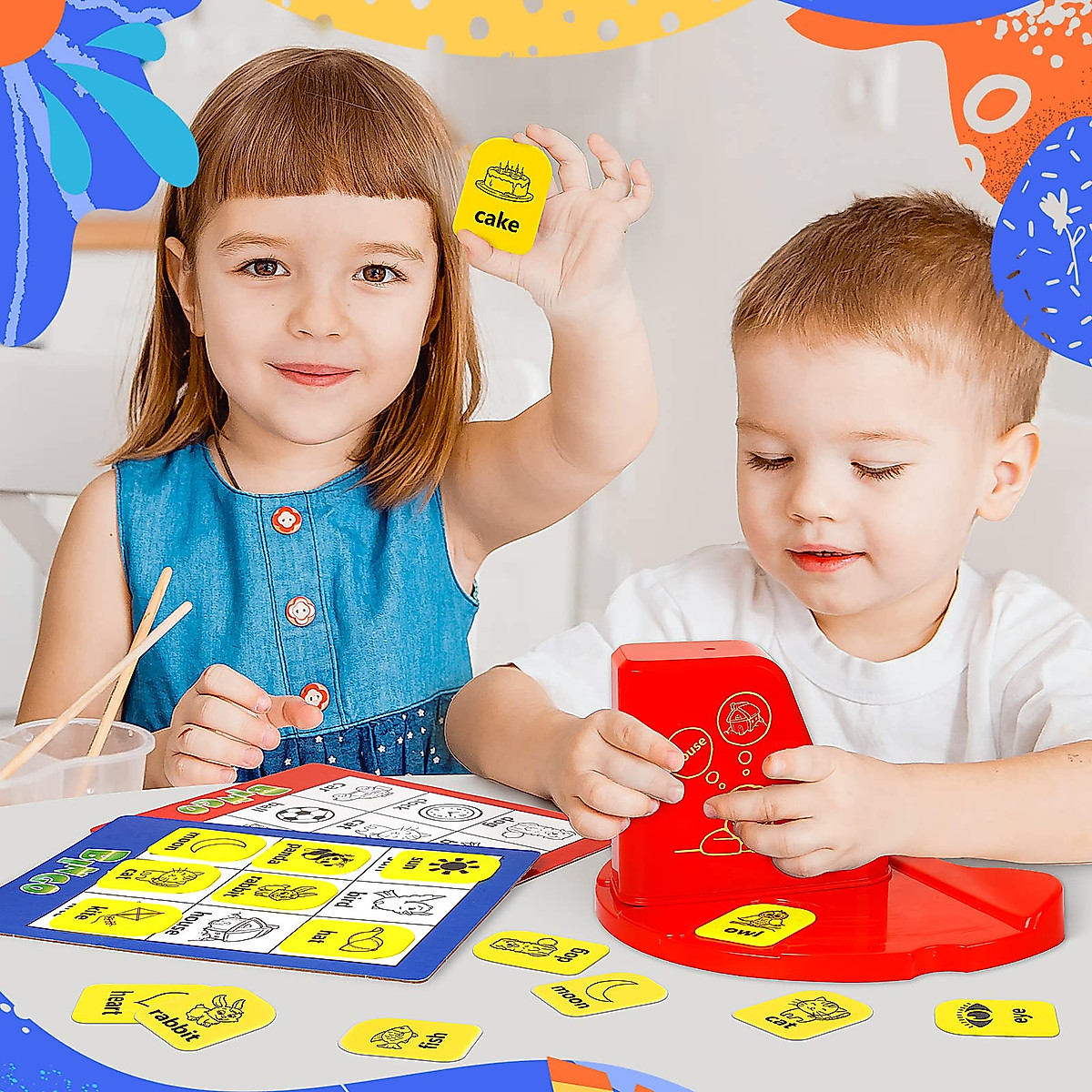 SAITCPRY Bingo Board Games for Kids Ages 4-8, Kids Board Game Preschool Game Sight Words Games Educational Games Family for Birthdays (Red)