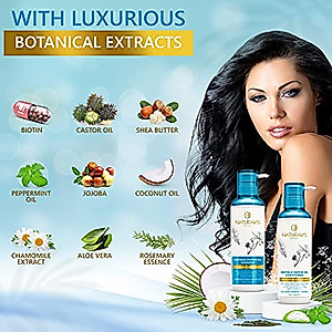 Biotin Shampoo and Conditioner Set with Castor Oil Sulfate Free for Men and Women - With Shea to Promote Intense Moisture for Hair