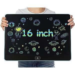 Writing Tablet for Kids 16 Inch LCD Kids Drawing Tablet Large Screen Erasable Drawing Colorful Doodle Board Learning Educational Toy Gift for 3 4 5 6 7 Year Old Girls Boys (Blue)