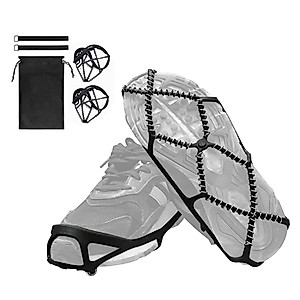 HONUTIGE Ice Grips, Traction Cleats for Walking, Jogging, or Hiking on Snow and Ice, Anti Slip Unisex Outdoor Crampons Over Shoe/Boot Traction Cleats (L)