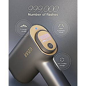 INNZA Laser Hair Removal Device with Sapphire Ice Cooling Function,Upgraded 999999 Flashes IPL Hair Removal Permanent for Women and Men,Depiladora Laser for Facial,Body, Bikini Line,Corded