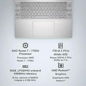 Dell Inspiron 16 5635 Business Laptop FHD+ 16" Display, AMD Ryzen 7 7730U Processor, 16GB LPDDR4x RAM, 1TB SSD,AMD Radeon Graphics, Type C, Windows 11 Home, Platinum Silver