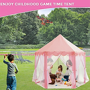 WillingHeart Princess Castle Play Tent for Girls Kids Pink Large Indoor Outdoor Dress Up Pretend Fort Playhouse Children Toddler Fairy Playroom Child Game Party Dream House Camping to Birthday Gift