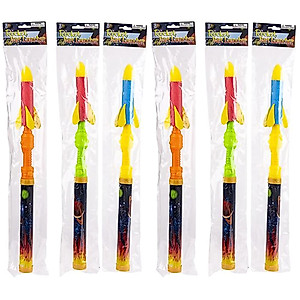 ArtCreativity Rocket Launcher Toys, Set of 6, Launchers with 1 Foam Rocket Each, Fun Flying Toys for Boys and Girls, Unique Outdoor Toys for Kids, Cool Birthday Party Favors for Children, 19 Inches