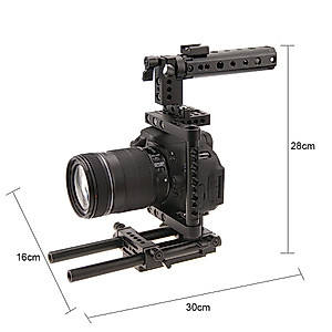 CAMVATE Camera Cage Rig Top Handle Tripod Mount Plate Compatible for Sony Panasonnic(Black) - 1136