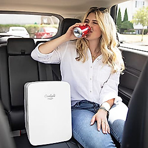 Cooluli 10L Mini Fridge for Bedroom - Car, Office Desk & College Dorm Room - 12v Portable Cooler & Warmer for Food, Drinks, Skincare, Beauty & Makeup - AC/DC Small Refrigerator with Glass Front, White