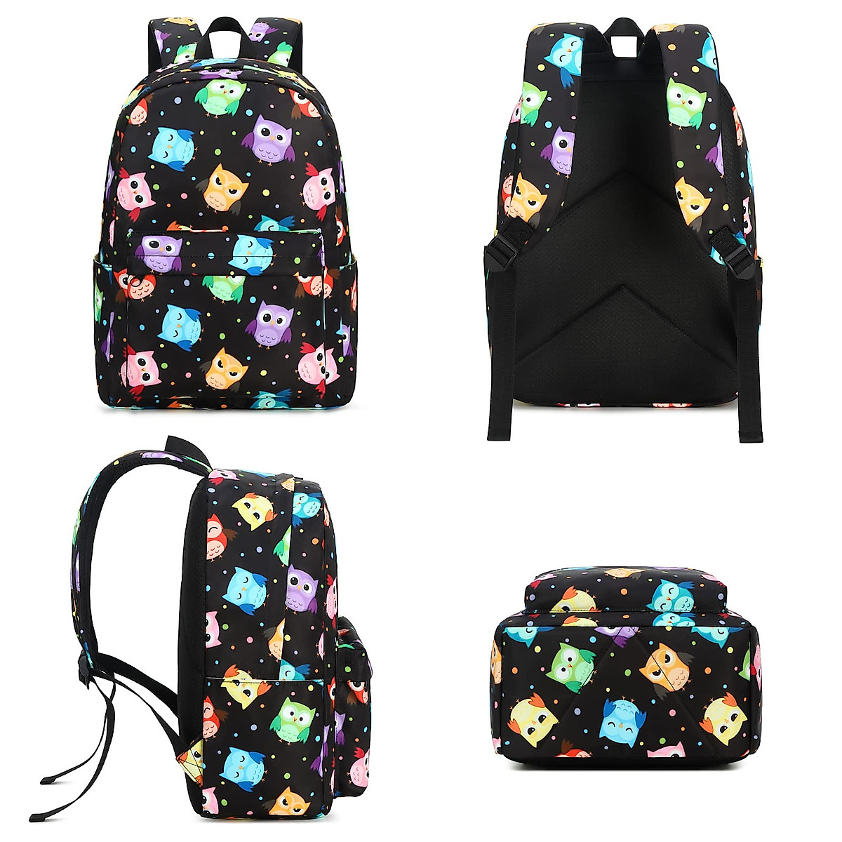 Esfoxes Owl School Backpack for Girls, Kids Teens School Bags Bookbags Set with Lunch Bag Pencil Bag