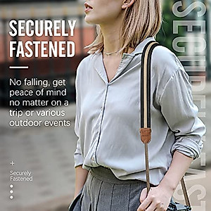 MoKo Camera Strap, Cotton Woven Camera Strap, Adjustable Universal Neck & Shoulder Strap for Video Camcorder, Binoculars, and Nikon/Canon/Sony/Minolta/Panasonic/SLR/DSLR Digital Cameras, Black & Beige