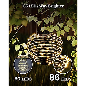 86 LEDs Solar Lights Outdoor Hanging Lantern, JACKYLED Waterproof Apple-Shaped Solar Powered Dusk to Dawn Outdoor Decorative Lighting for Garden, Palm Trees, Sidewalk, Pathway (2 Pack)