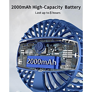 GOTOTO Clip on Fan, Rechargeable Portable Fan with 2000mAh Battery Operated, Small Fan with Powerful Clip Design, 3 Wind Speed, 360° Rotation, Ultra-Low Noise Level Personal Fan for Travel