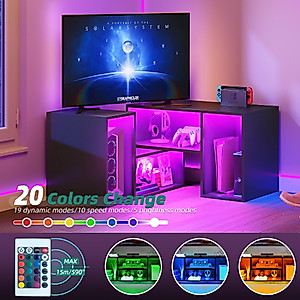 YITAHOME DIY TV Stand w/LED Strip, Modern Deformable Entertainment Center for 75/70/65/60/55/50/45 inch TVs, Gaming TV Consoles 2 Pieces Media Console Cabinet for 300lbs for Living Room, Black