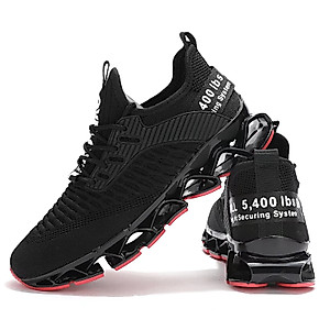 Womens Slip on Walking Running Shoes Blade Tennis Casual Fashion Sneakers Comfort Non Slip Work Sport Athletic Trainer Black/Red