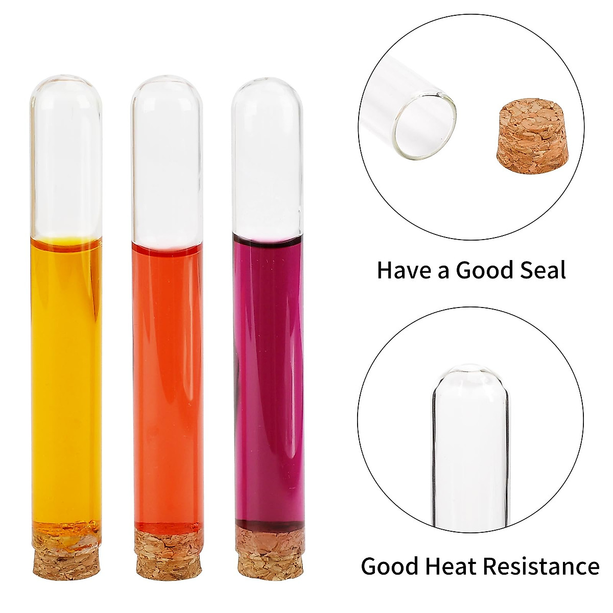 DEPEPE 30pcs 13ml Glass Test Tubes with Cork Stoppers, 15×100mm Small Clear Glass Test Tubes for Scientific Experiments, Plant Propagation and Holiday Gifts