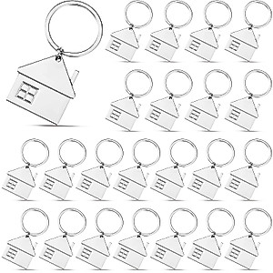 Taiyin 30 Pcs House Key Chain House Shaped Pendant Keychains Home Keychain Set Cute House with Window Key Charm Metal Keyring Gift