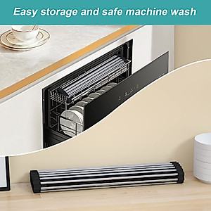 AIANDE Roll Up Dish Drying Rack Sink Drying Rack Over The Sink Dish Drying Rack Sink Topper Foldable Sink Cover Collapsible Dish Drying Rack for Kitchen Anti-Slip Silicone and SUS304 Material