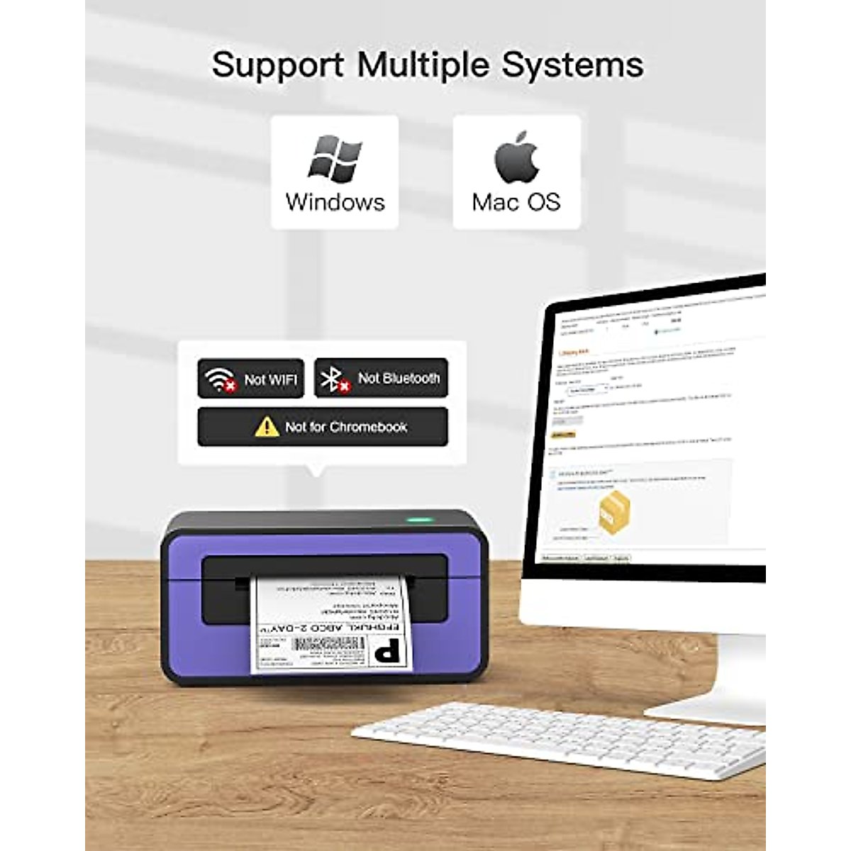 POLONO Shipping Label Printer, PL60 4x6 Label Printer for Shipping Packages, Direct Thermal Printer, Compatible with Windows, Mac, Linux, Widely Use for Shopify, Ebay, Amazon, UPS, FedEx, Etsy