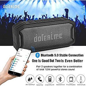 Portable Bluetooth Speaker,10W Wireless Speaker TWS Pairing HD Stereo Sound,Bluetooth 5.0,IP67 Waterproof Outdoor Sport Speakers for Home,Camping,Beach,Sports,Pool Party,Shower