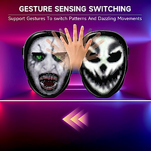 Funle Led Mask with App Controlled,Programmable LED Halloween Mask,Digital Mask for Costume Cosplay Party Masquerade