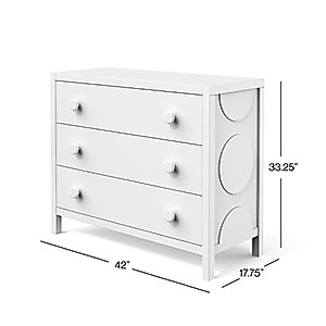 Child Craft Orbit 3 Drawer Dresser for Baby Nursery or Kid’s Bedroom Storage, Modern Contemporary Bedroom Furniture, Anti-Tip Kit Included, 42”L x 18”D x 34”H, (Matte White)