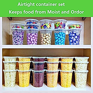 TashiBox [32 oz-24 Sets, Plastic Food Storage Freezer Containers With Airtight Lids，Plastic Microwavable Soup Containers
