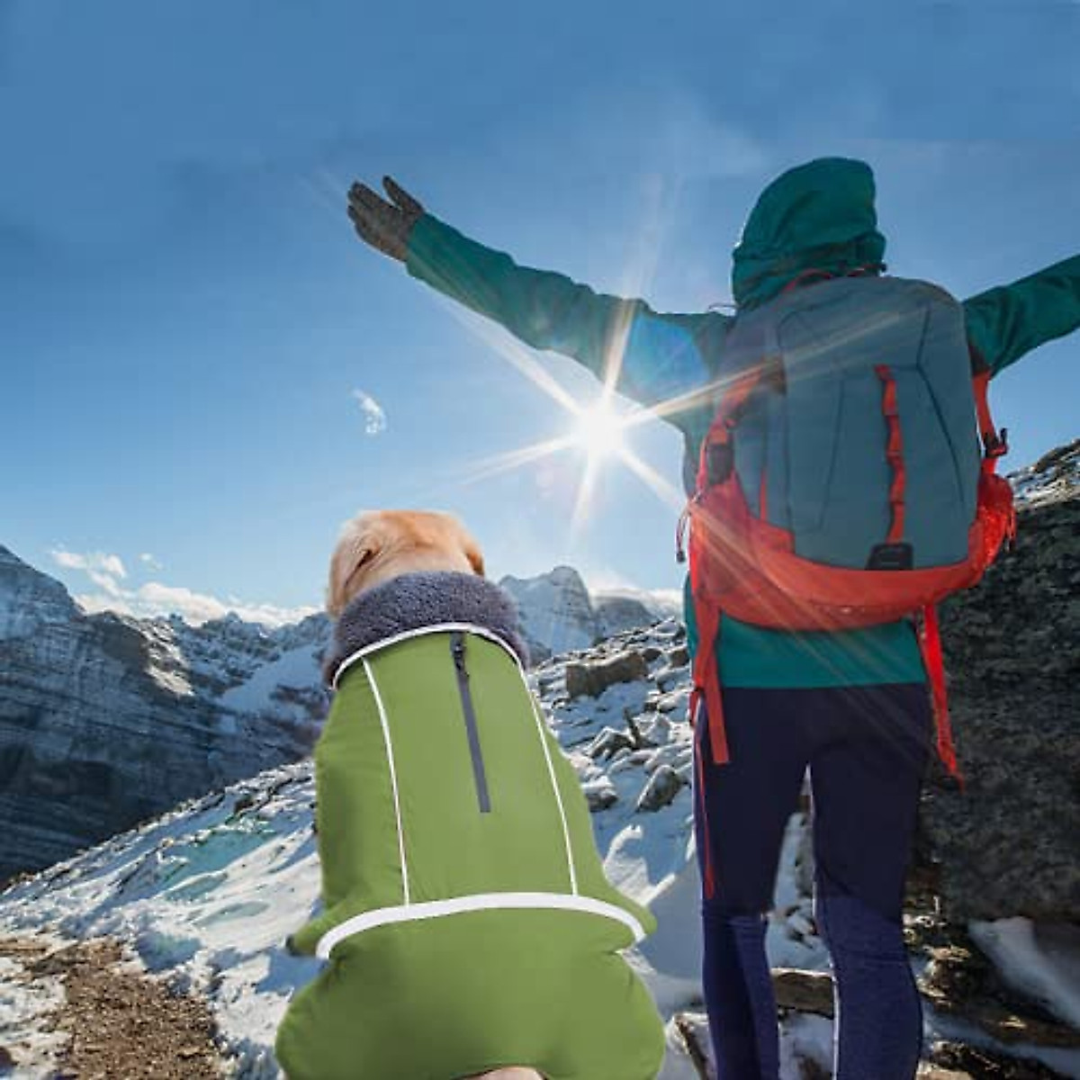 Doglay Dog Winter Coat with Thicken Furry Collar, Fleece Lining Reflective Warm Dog Jacket, Waterproof Adjustable Dog Clothes for Cold Weather, Soft Puppy Vest Apparel for Small Medium Large Dogs