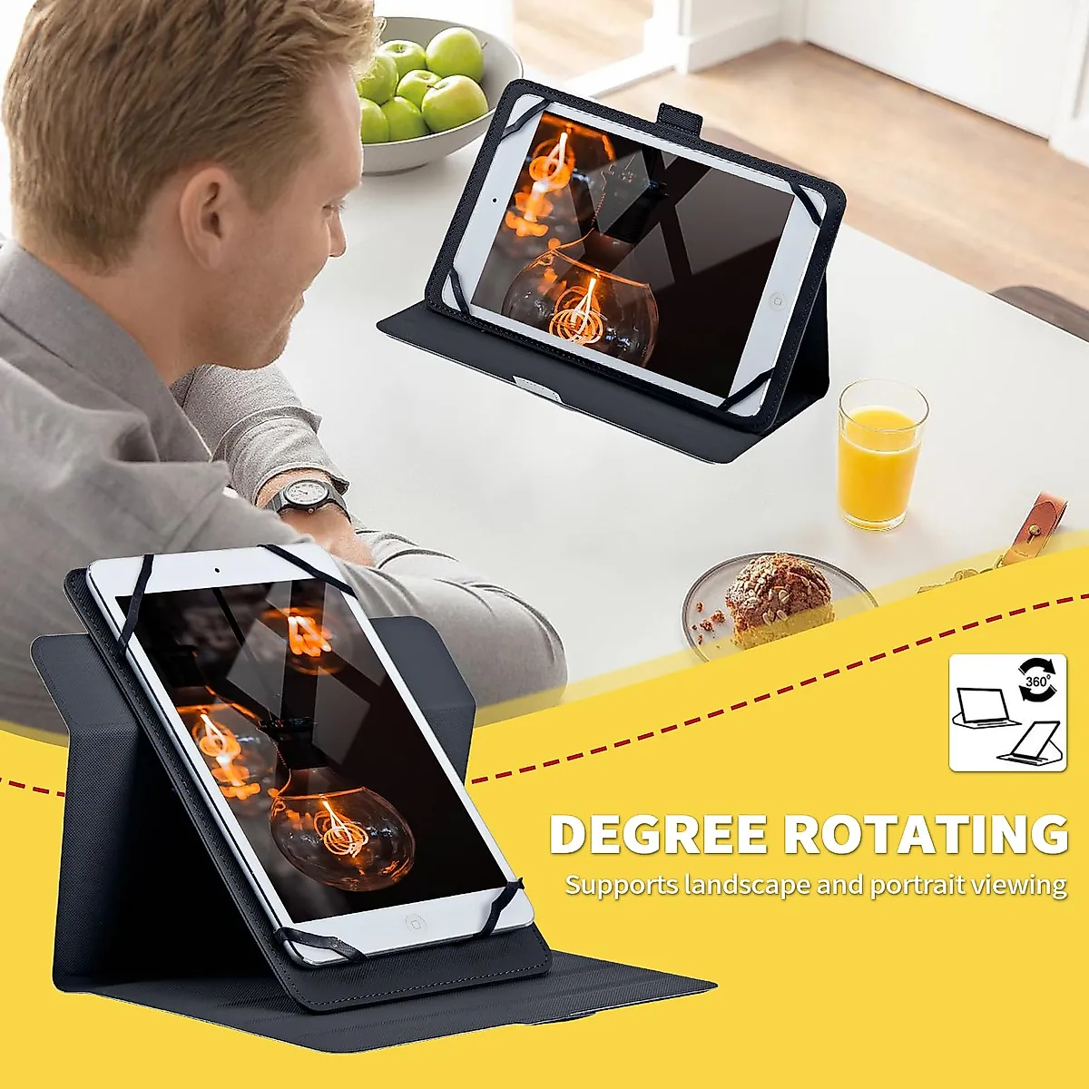 Universal Case for 10.5-11.5 inch Tablet, Leather Stand Protective Case Cover for 10.5" 11" 11.5" Tablet with Adjustable Fixing Silicon Band, Purple Leopard