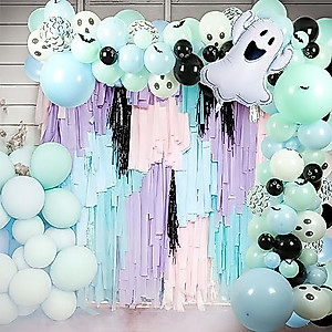 Halloween Balloon Arch Garland Kit, A Baby is Brewing Blue Balloon Arch with 3D Wall Stickers for Halloween Baby Shower Decorations for Boy Halloween Gender Reveal Party Supplies