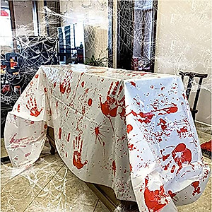 Halloween Bloody Tableware Set Party Decoration Supplies - Zombie Bloody Decorations Handprints Paper Cake Plates Napkins Plastic Tablecovers