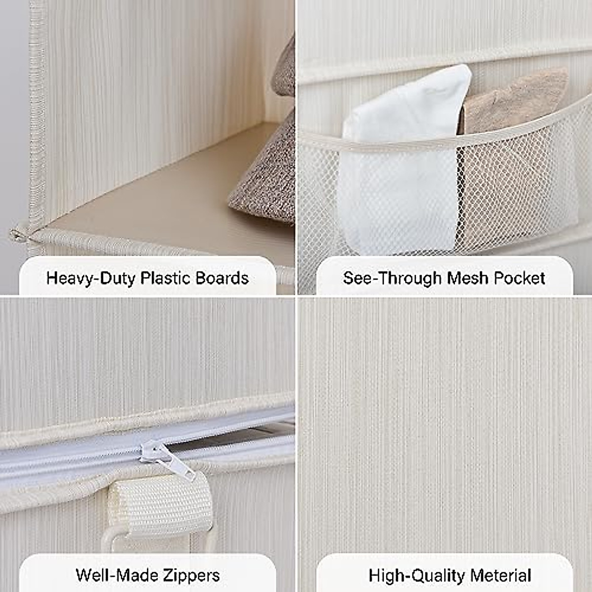 StorageWorks 6-Shelf Hanging Closet Organizers, Two 3-Shelf Separable Closet Hanging Shelves, 12" D x 12" W x 48 3⁄4" H, Mixing of Beige, White & Ivory