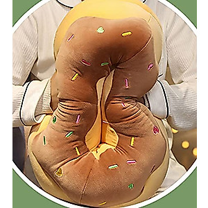 ChezMax Round Donut Pillow Print Decorative Comfortable Soft Plush Funny Food Shaped Pad Seat Back Stuffed Cushion Adult and Kids for Couch Chair Floor Sofa Chocolate