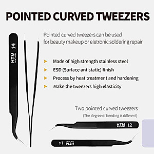 13 Pcs Sharp Precision Tweezers Set,Anti-Static Stainless Steel Esd Tweezers Kit For Craft, Jewelry, Electronics Repair, Soldering & Laboratory Work.And Used for Beauty Etc