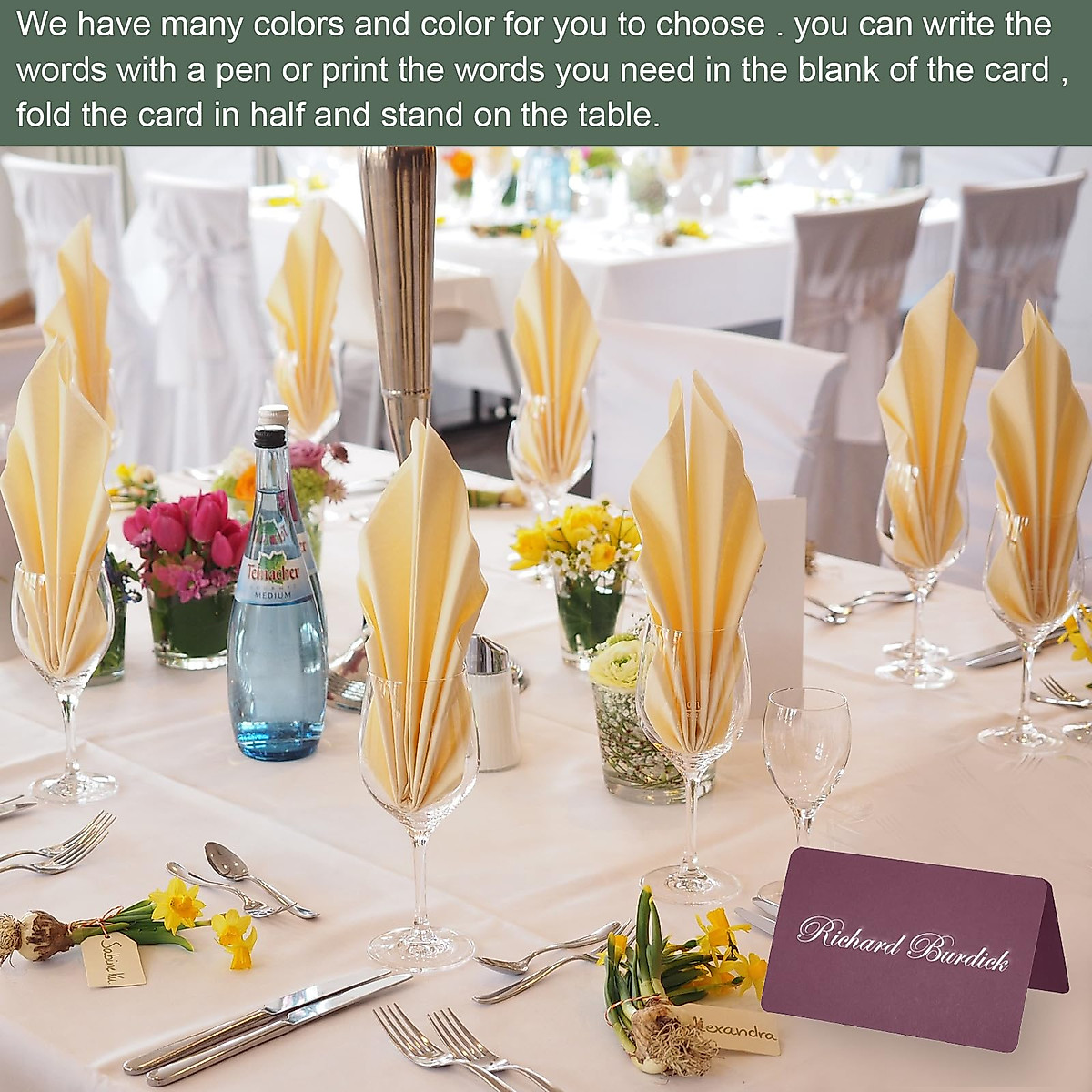 YOKIVE Place Cards for Table Setting, 100Pcs Name Cards Wedding Place Cards Table Place Cards Blank Card for Wedding Reception Dinner Party, Burgundy